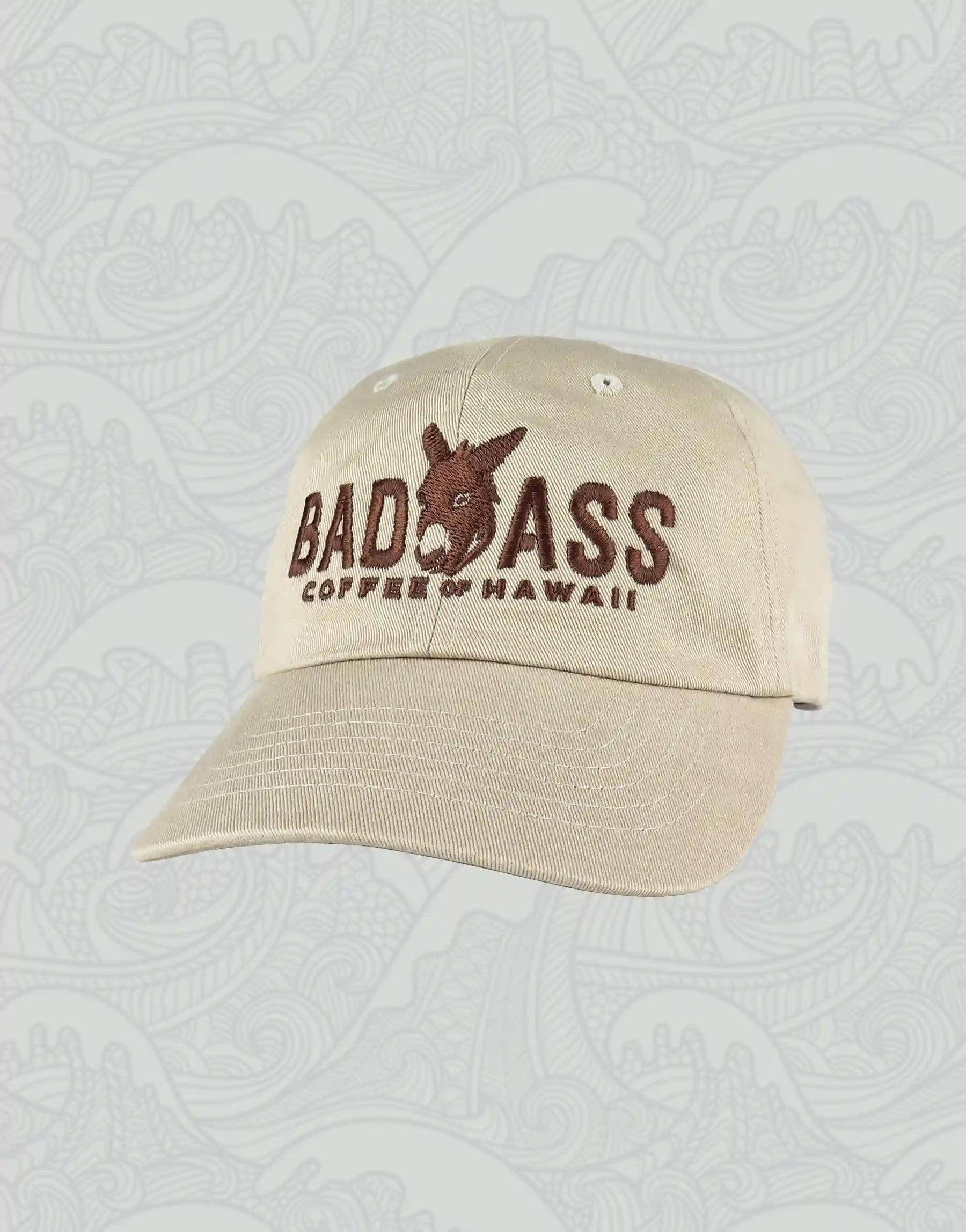 Khaki Cap | BAC Brown Logo | Bad Ass Coffee of Hawaii